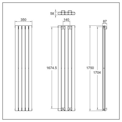HomeStyleStore Black Vertical Double Flat Panel Designer Radiator ...