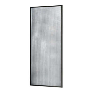 HomeStyleStore Black Walk In Fluted Glass Framed Shower Enclosure White ...