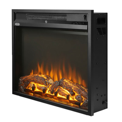 HomeStyleStore Black Wall Mounted Inset Electric Fire with Built In Fan ...