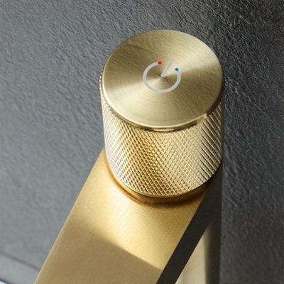 HomeStyleStore Brushed Brass Deck Mounted Push Button High Rise Mono ...