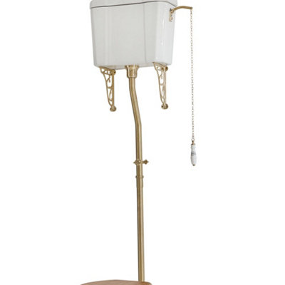 HomeStyleStore Brushed Brass High Level Cistern Toilet WC Flush Pipe Kit