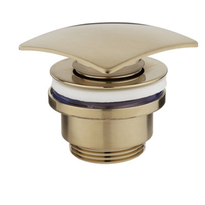 HomeStyleStore Brushed Brass Push Button Universal Slotted Unslotted ...