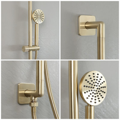 HomeStyleStore Brushed Brass Thermostatic Diverter Mixer Valve 250mm ...