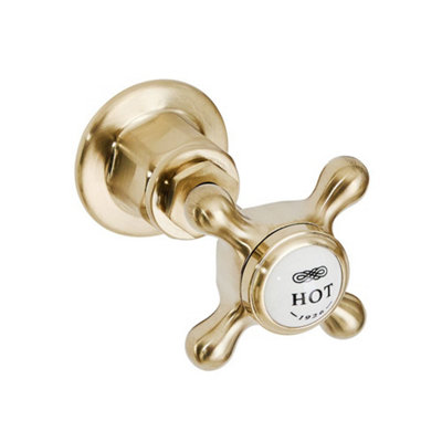 HomeStyleStore Brushed Brass Wall Mounted 3 Tap Hole Basin Mixer Tap ...