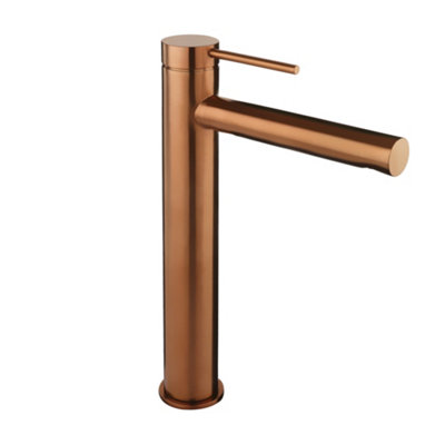 HomeStyleStore Brushed Copper High Rise Mono Bathroom Basin Mixer Tap ...