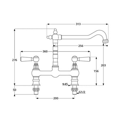 HomeStyleStore Brushed Copper Lever Handle Bridge Kitchen Sink Mixer ...