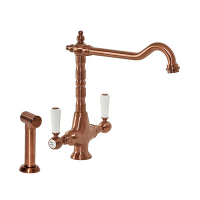 HomeStyleStore Brushed Copper Lever Handle Kitchen Sink Mixer Tap with ...