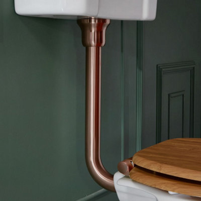 HomeStyleStore Brushed Copper Low Level Toilet Cistern WC Flush Pipe Kit