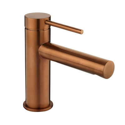 HomeStyleStore Brushed Copper Mono Bathroom Basin Mixer Tap Lever Handle