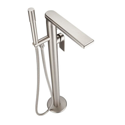 HomeStyleStore Brushed Nickel Freestanding Bath Shower Mixer Tap with ...