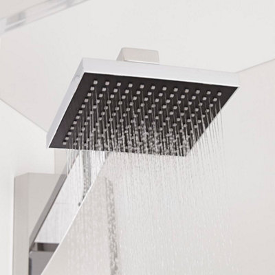 HomeStyleStore Chrome and Black Corner Thermostatic Shower Tower Panel ...