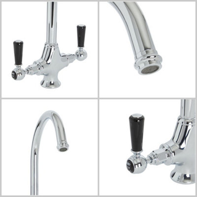 HomeStyleStore Chrome and Black Lever Handle Kitchen Sink Mixer Tap ...