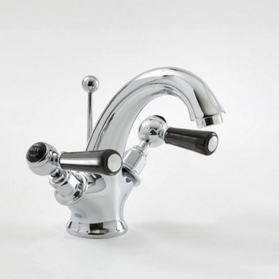 HomeStyleStore Chrome and Black Mono Bathroom Basin Mixer Tap with ...