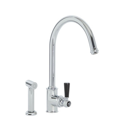 HomeStyleStore Chrome and Black Single Lever Handle Kitchen Sink Mixer ...
