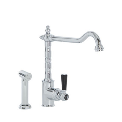 HomeStyleStore Chrome and Black Single Lever Handle Kitchen Sink Mixer ...