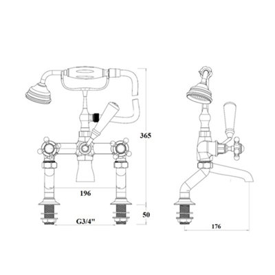 HomeStyleStore Chrome and White Deck Mounted Bath Shower Mixer Tap with ...