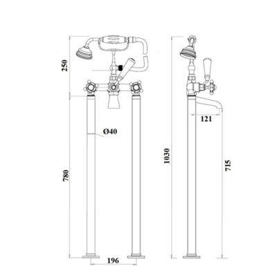 HomeStyleStore Chrome and White Freestanding Bath Shower Mixer Tap with ...