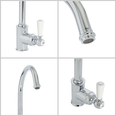 HomeStyleStore Chrome and White Single Lever Handle Kitchen Sink Mixer ...