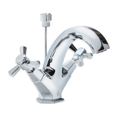 HomeStyleStore Chrome Art Deco Mono Bathroom Basin Mixer Tap Crosshead ...