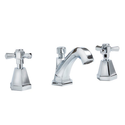 HomeStyleStore Chrome Art Deco Three Tap Hole Bathroom Basin Mixer Tap ...