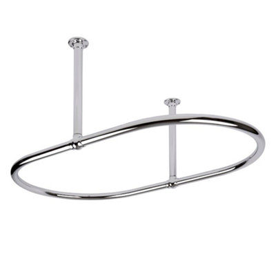 HomeStyleStore Chrome Ceiling Mounted Oval Shower Curtain Rail