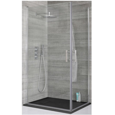 HomeStyleStore Chrome Corner Walk In Wet Room Double Hinged Door Shower ...