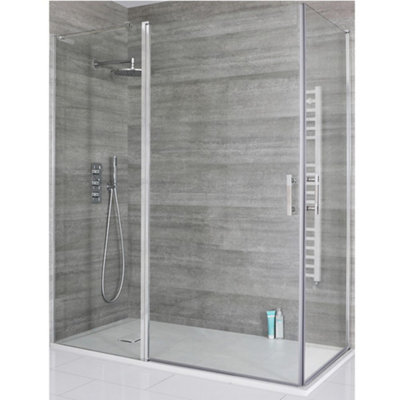 HomeStyleStore Chrome Corner Walk In Wet Room Double Hinged Door Shower ...
