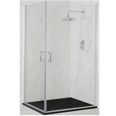 HomeStyleStore Chrome Corner Walk In Wet Room Double Hinged Door Shower ...