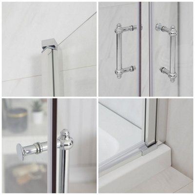 HomeStyleStore Chrome Corner Walk In Wet Room Double Hinged Door Shower ...