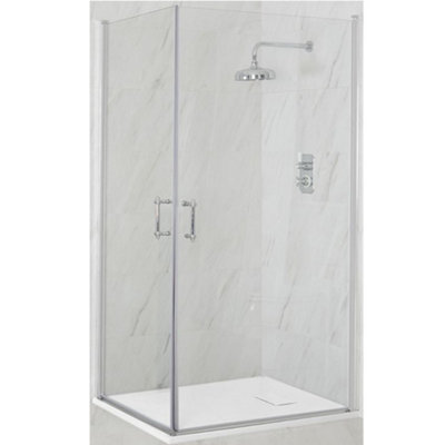 HomeStyleStore Chrome Corner Walk In Wet Room Double Hinged Door Shower ...
