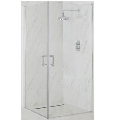 HomeStyleStore Chrome Corner Walk In Wet Room Hinged Double Door Shower ...