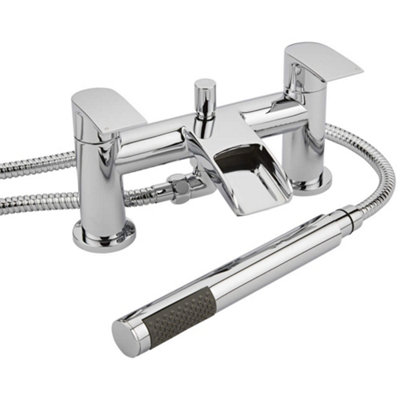 HomeStyleStore Chrome Deck Mounted Bath Shower Mixer Tap with Hand ...