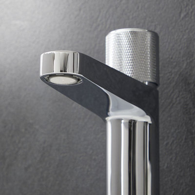 HomeStyleStore Chrome Deck Mounted Push Button Mono Basin Mixer Tap