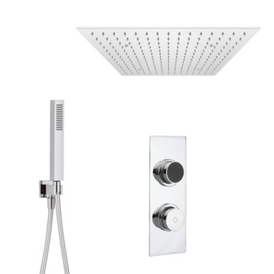 HomeStyleStore Chrome Digital Thermostatic Shower with 500mm Square ...