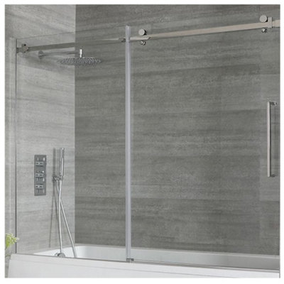 HomeStyleStore Chrome Frameless Sliding Bath Shower Screen 1700mm