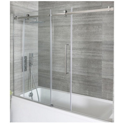 HomeStyleStore Chrome Frameless Sliding Bath Shower Screen 1700mm