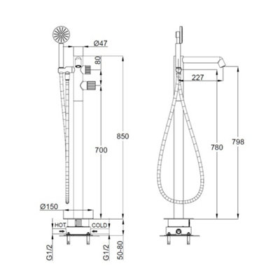 HomeStyleStore Chrome Freestanding Thermostatic Bath Shower Mixer Tap ...
