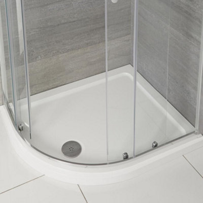 HomeStyleStore Chrome Left Hand Quadrant Shower Enclosure with White ...