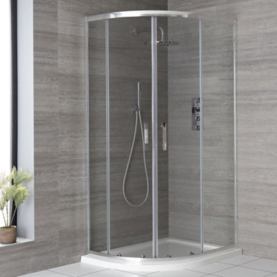 HomeStyleStore Chrome Reversible Offset Quadrant Shower Enclosure 900 x ...