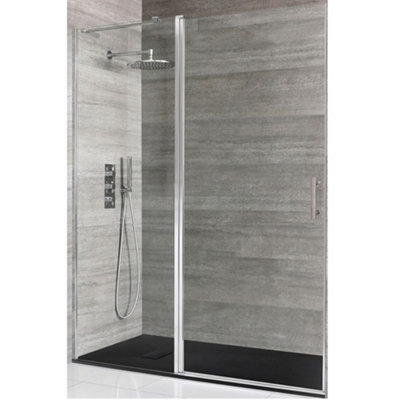 HomeStyleStore Chrome Reversible Recessed Hinged Door Shower Enclosure ...