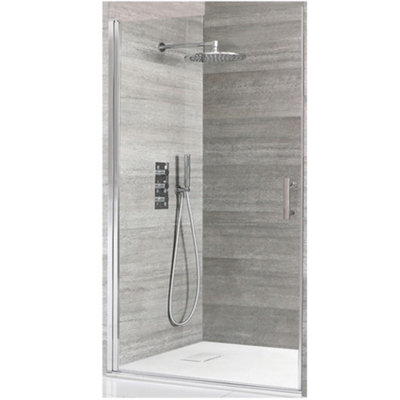 HomeStyleStore Chrome Reversible Recessed Hinged Door Shower Enclosure ...