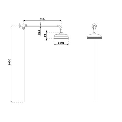 HomeStyleStore Chrome Rigid Riser with Fixed Shower Head