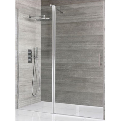 HomeStyleStore Chrome Single Hinged Frameless Shower Door 1300mm