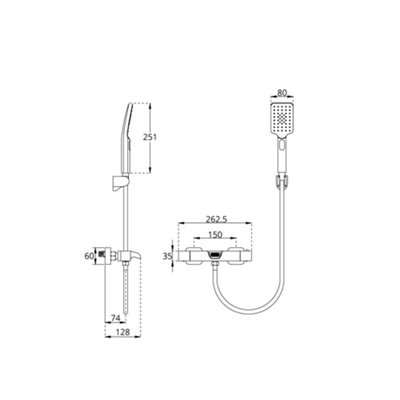 HomeStyleStore Chrome Square Thermostatic Bar Mixer Shower Valve ...