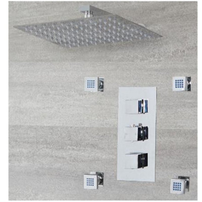 HomeStyleStore Chrome Thermostatic Mixer Valve with 300mm Wall Mounted ...