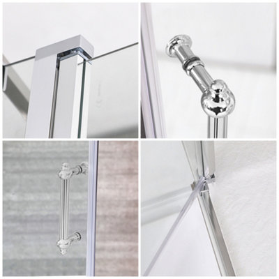 HomeStyleStore Chrome Walk In Wet Room Hinged Door Frameless Shower ...