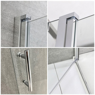 HomeStyleStore Chrome Walk In Wet Room Hinged Door Shower Enclosure and ...