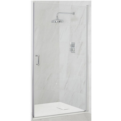 HomeStyleStore Chrome Wet Room Walk In Hinged Door Frameless Shower ...