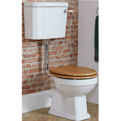 HomeStyleStore Chrome & White Comfort Height Bathroom Toilet Pan WC and ...