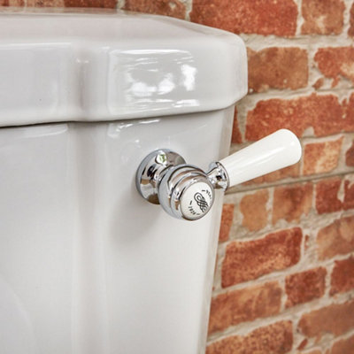HomeStyleStore Chrome & White Comfort Height Close Coupled Bathroom ...